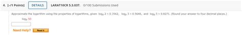 solved approximate the logarithm using the properties of