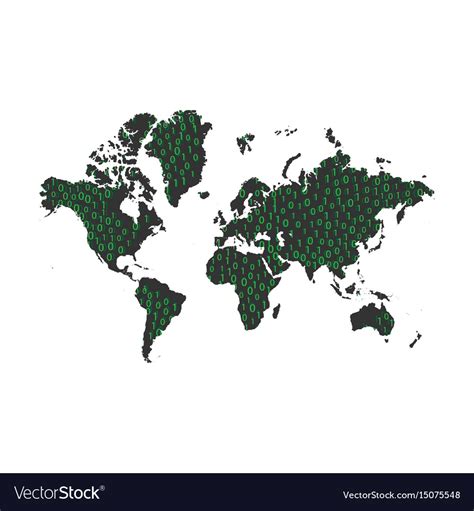 Binary Code Data On World Map Royalty Free Vector Image