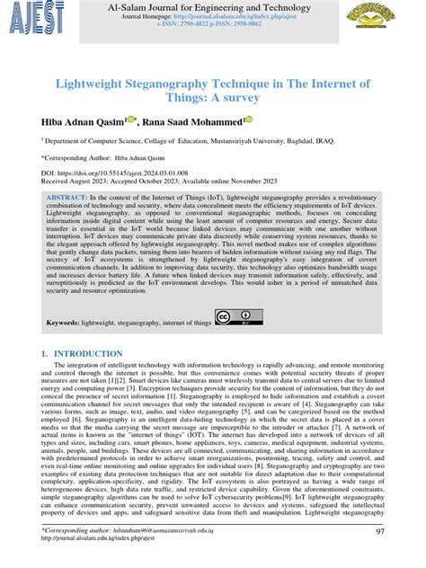 Lightweight Steganography Technique In The Interne Pdf Internet Of Things Data Compression