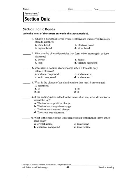 Ionic Bonding Quiz Questions At Amelia Truebridge Blog