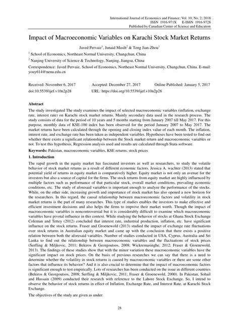 Pdf Impact Of Macroeconomic Variables On Karachi Stock Market Returns