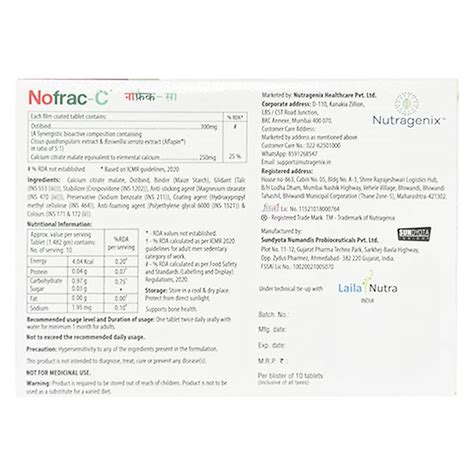Nofrac C Tablet 10s Price Uses Side Effects Composition Apollo