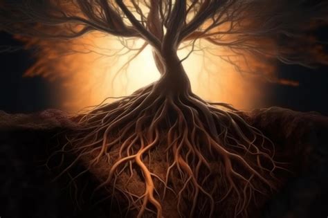 Premium AI Image Root System Of A Tree Growing Underground Generative AI Illustration