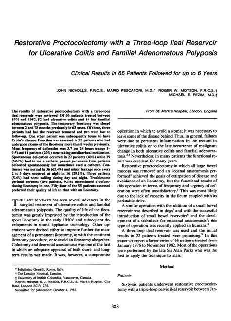 Pdf Restorative Proctocolectomy With A Three Loop Heal Reservoir For Ulcerative Colitis And