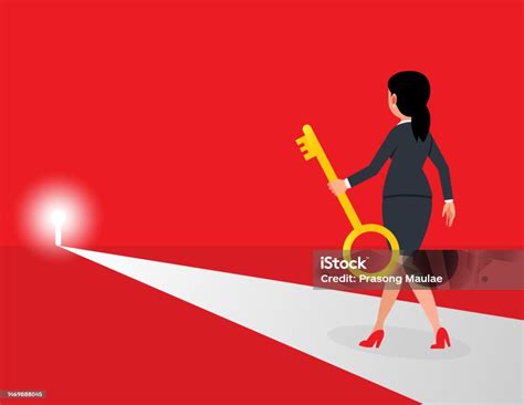 Problem Solution And Secret Discovery Business Woman Walking Through