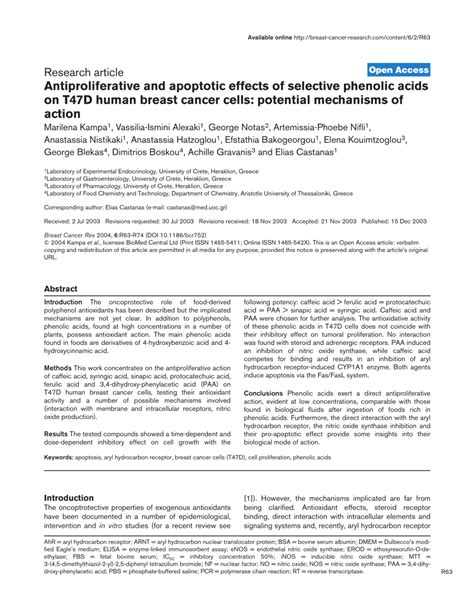 Pdf Antiproliferative And Apoptotic Effects Of Selective Phenolic