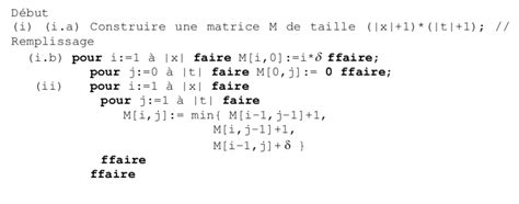 Première Partie « Remplissage De La Matrice De Lalgorithme Recherche