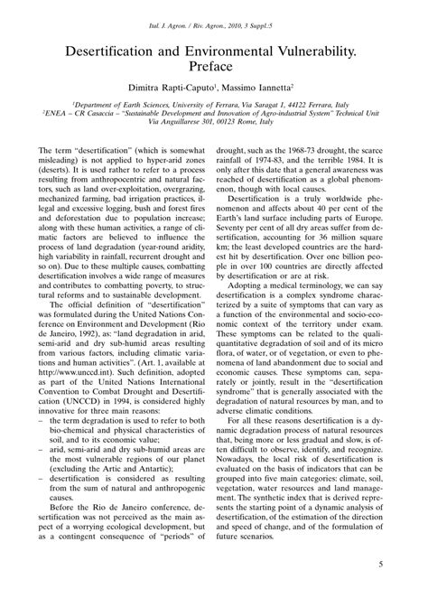 Pdf Desertification And Environmental Vulnerability Preface
