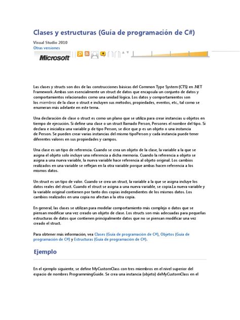 Clases Y Estructuras En C Pdf Objeto Informática C Sharp Clases Y Estructuras En C Pdf Objeto Informática C Sharp
