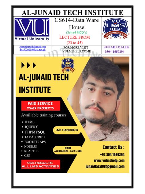 cs614 solved mcqs final term by junaid pdf data warehouse