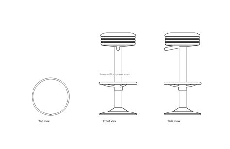 Retro Bar Stool Free Cad Drawings