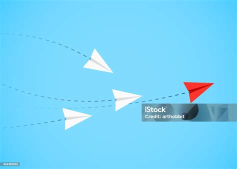 미니 멀 스타일 빨간 종이 비행기 흰 것 들에 대 한 방향을 표시 합니다 지도자 상사 관리자 우승자 개념입니다 오솔길에 대한 스톡 벡터 아트 및 기타 이미지 Istock