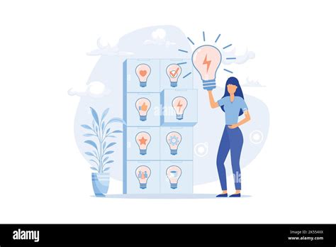 Ideas And Best Option Selection Concept Innovative Brainstorming And Finding Right Solution For