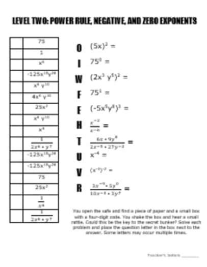 Exponent Rules And Scientific Notation Escape Room By Natalie Beebe