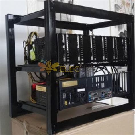 Elecbee Open Air Frame Mining Miner Rig Case Diy Miner Mining Case W 3x Fans For 6 Gpu Eth Btc