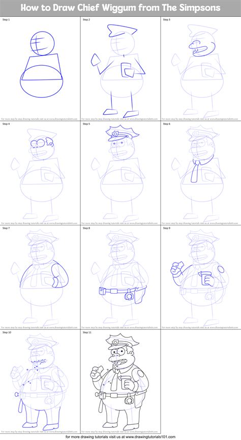 How To Draw Chief Wiggum From The Simpsons The Simpsons Step By Step