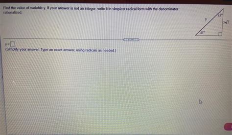 Solved Find The Value Of Variable Y If Your Answer Is Not Chegg