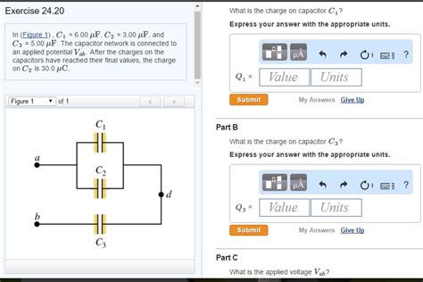 solved exercise 24 20 what is the charge on capacitor c1