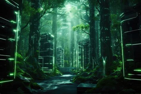 Premium Photo Green Data Center In A Forest A Concept Of Technology Communication