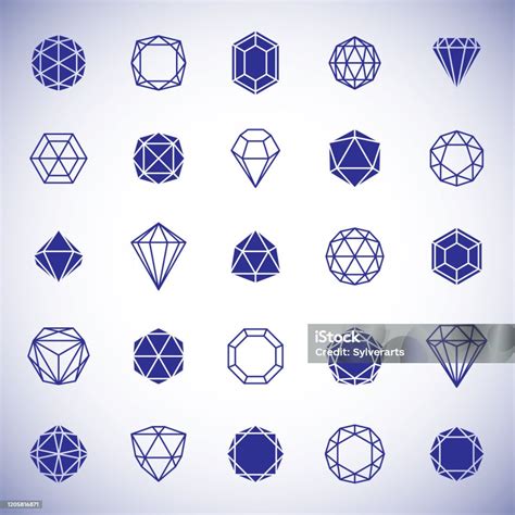벡터 추상 기하학적 양식 컬렉션은 기업 비즈니스 Id 로고로 사용할 수 있습니다 면이 있는 보석 표지판 0명에 대한 스톡 벡터 아트 및 기타 이미지 Istock