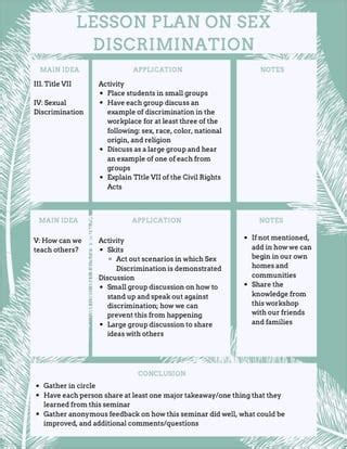Lesson Plan On Sex Discrimination PDF