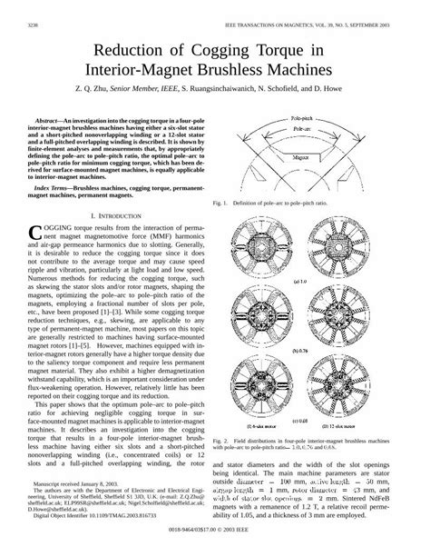 Pdf Reduction Of Cogging Torque In Interior Magnet Brushless Machines Dokumentips