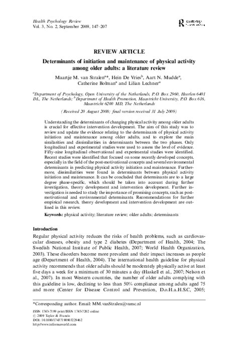 Pdf Determinants Of Initiation And Maintenance Of Physical Activity Among Older Adults A