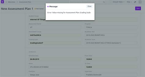 error while creating assessment education frappe forum