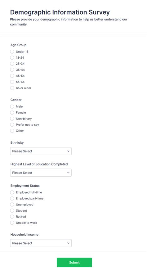 Demographic Information Survey Form Template Jotform
