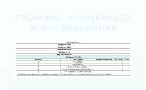 Streamlining Handover Process With The Handover Form Excel Template And