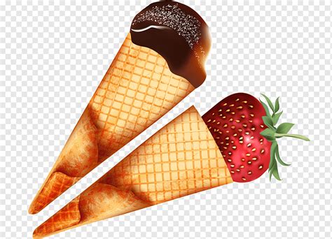 아이스크림 콘 딸기 아이스크림 과일 콘 크림 음식 냉동 디저트 Png Pngwing