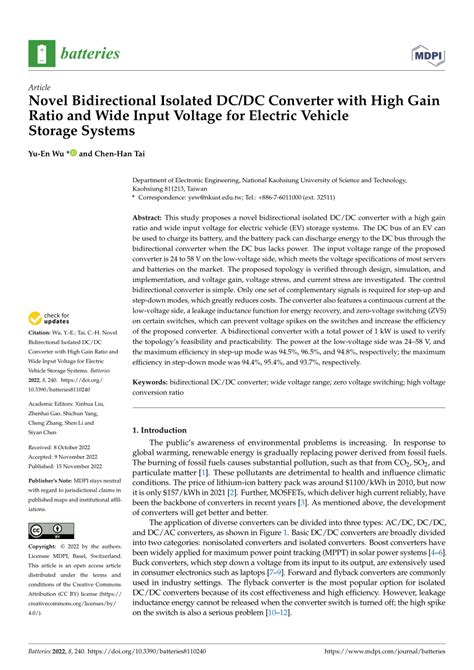 Pdf Novel Bidirectional Isolated Dcdc Converter With High Gain Ratio And Wide Input Voltage
