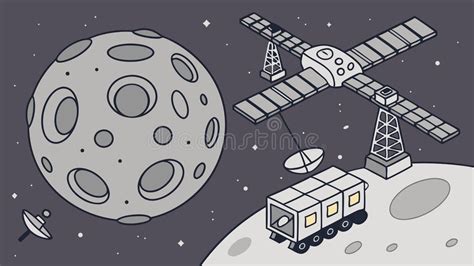 Moon And Satellite In Space Space Technology And Lunar Exploration Vector Design Generative Ai