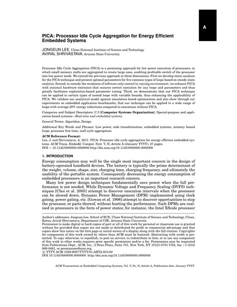 pdf pica processor idle cycle aggregation for energy efficient