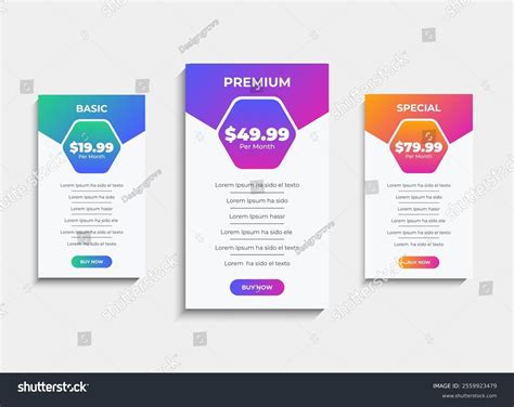 Modern Pricing Comparison Table Template Design Stock Vector Royalty Free 2559923479