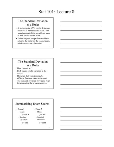 Stat 101 Lecture 8 The Standard Deviation As A Ruler