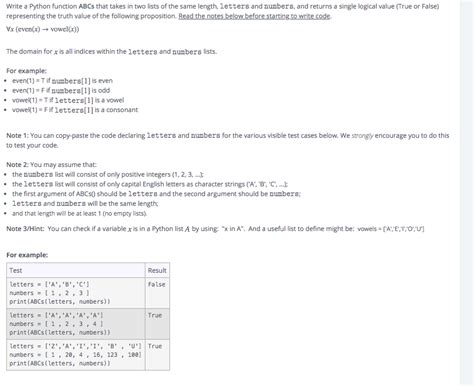 Solved Write A Python Function ABCS That Takes In Two Lists Chegg
