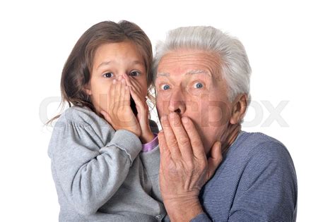 Surprised Grandfather And Granddaughter Stock Image Colourbox