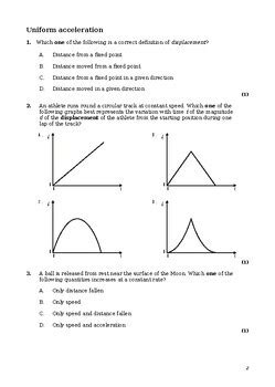 IBDP Physics Question Book Topic Motion SL Last Exams