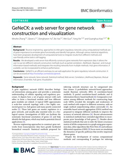 Pdf Geneck A Web Server For Gene Network Construction And Visualization