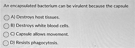 An Encapsulated Bacterium Can Be Virulent Because The Capsule A