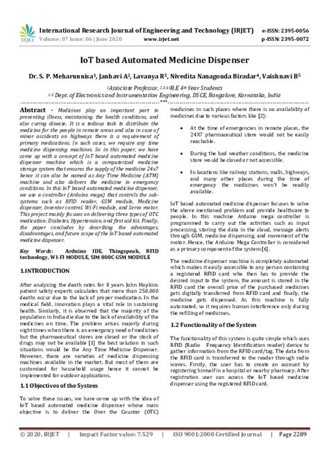 Pdf Iot Based Medicine Dispenser Aditya Patil