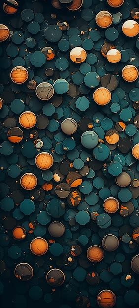 Illustration Of A Mixed Orange And Cyan Circle Pattern Premium Ai