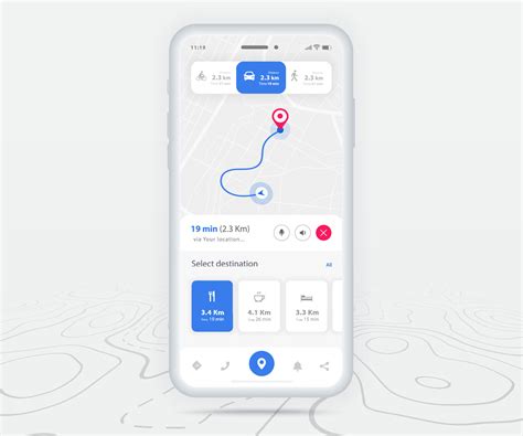 Map GPS Navigation Ux Ui Concept Smartphone Map Application Destination Point On Screen App