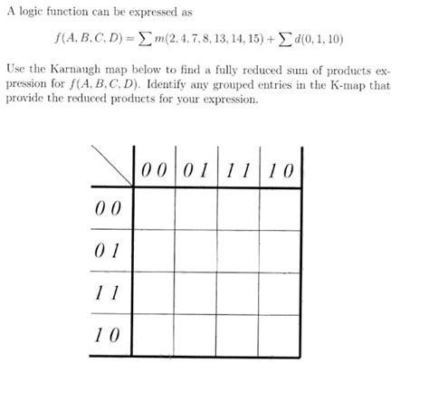 Solved A Logic Function Can Be Expressed As F A B C D Chegg Com
