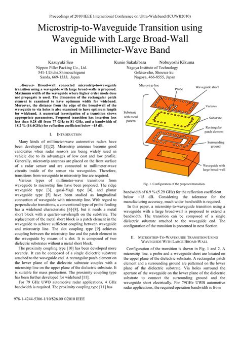 Pdf Microstrip To Waveguide Transition Using Waveguide With Large Broad Wall In Millimeter