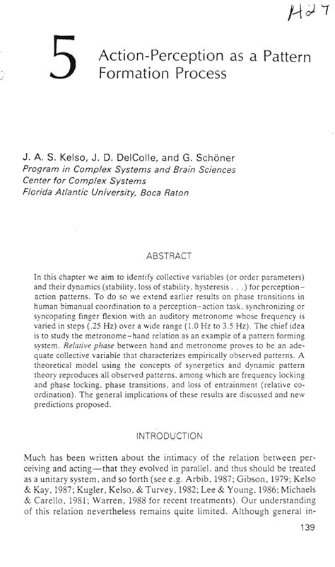 Pdf Action Perception As A Pattern Formation Process