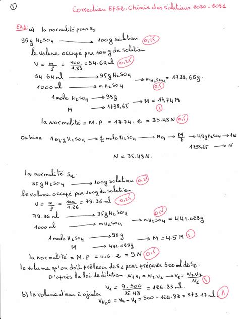 Solution Examen1 Chimie Des Solution Pdf
