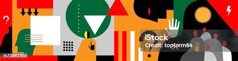 사람들의 위기 추상 벡터 일러스트 레이 션 다채로운 수평 배경 디자인 요소 추상적인에 대한 스톡 벡터 아트 및 기타 이미지