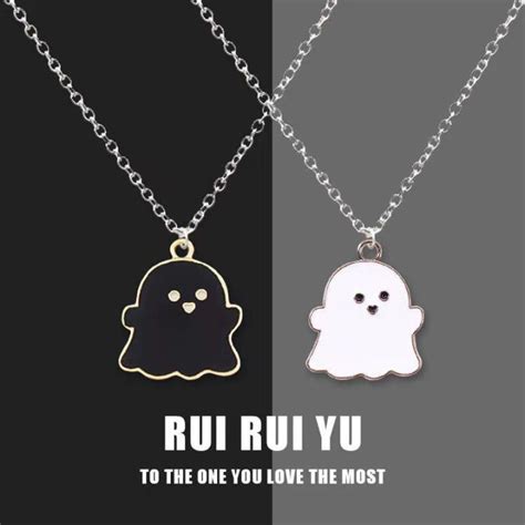 🎀dây Chuyền Mặt Hình Ma Đen Trắng Hoạt Hình Dây Chuyền Trung Tính Màu